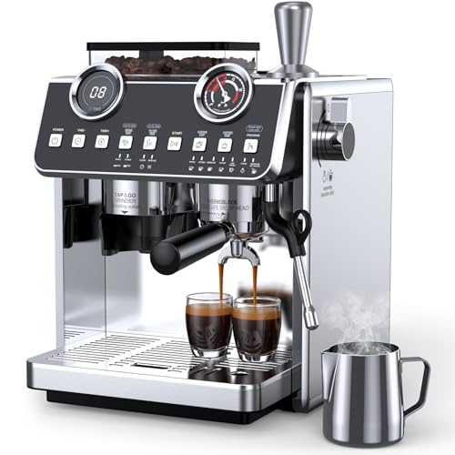 QJA Espresso Machine With Grinder, 20 Bar Pressure Professional ...